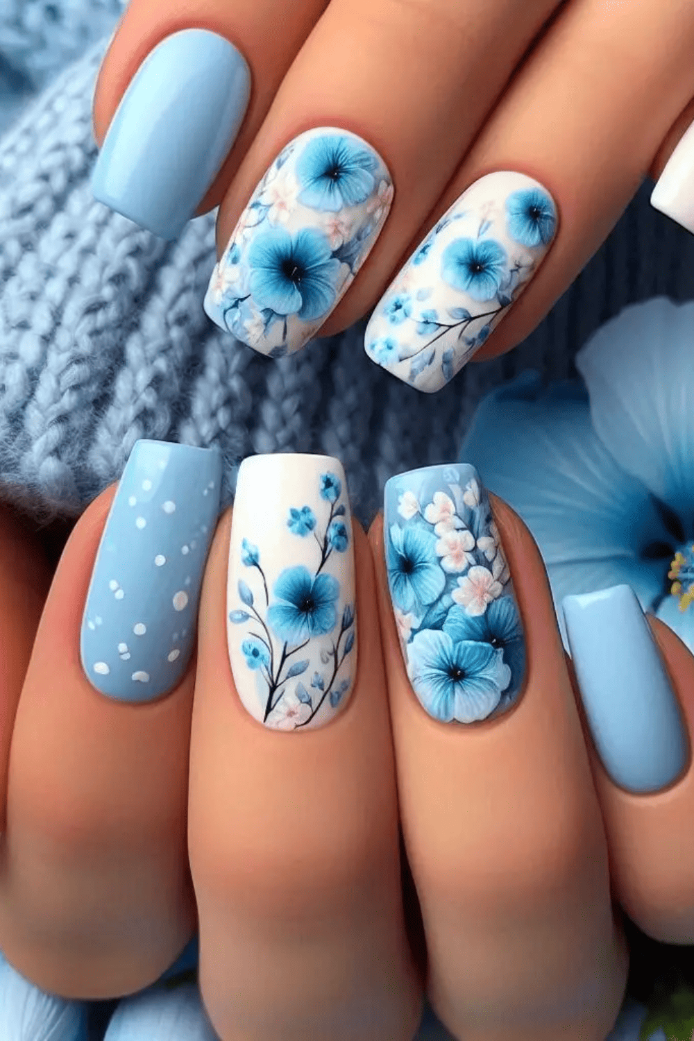 9+ Awesome Blue Hibiscus Flower Nails. - tattoopassionate.blog