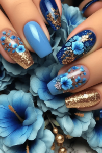 9+ Awesome Blue Hibiscus Flower Nails. - tattoopassionate.blog